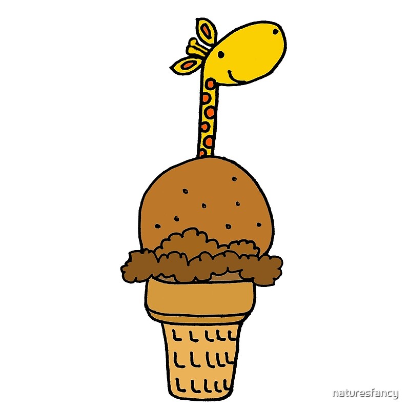 "Funny Cool Giraffe in Ice Cream Cone" by naturesfancy | Redbubble