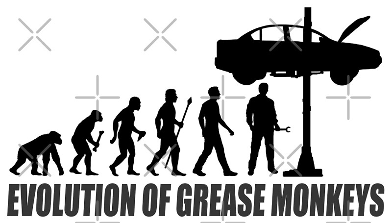 "Evolution of Grease Monkeys Funny Mechanic Shirt" Photographic Prints ...