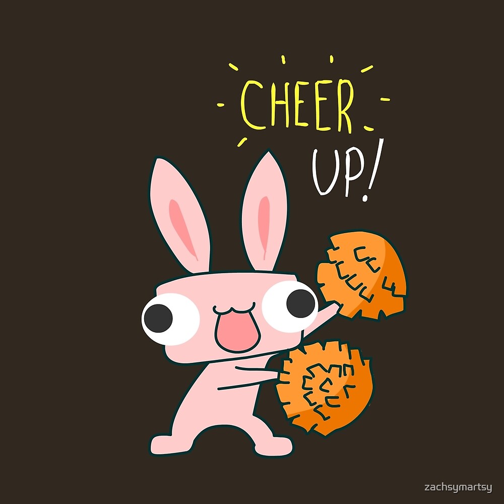 "Cheer Up Cheerleading Bunny" by zachsymartsy | Redbubble