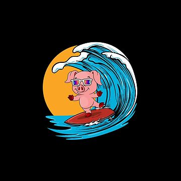 "Surfing Pig – Funny Animal Design" Sticker for Sale by PrintPress ...