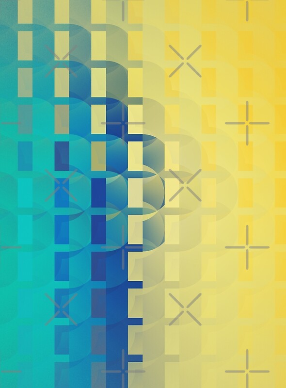 "Blue and Yellow Abstract Geometric Pattern Design" by patternsoup ...