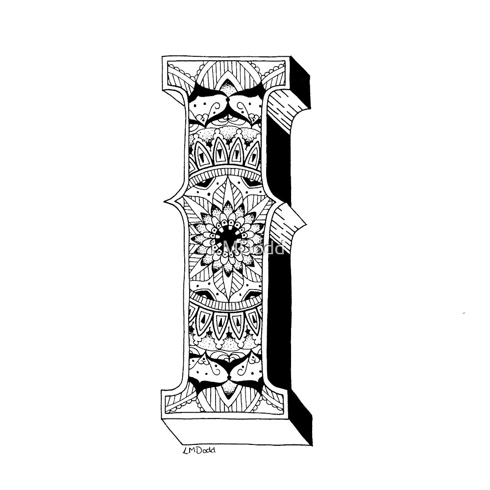 "I - Mandala N°1 inside Alphabet N°1" by LMDodd | Redbubble