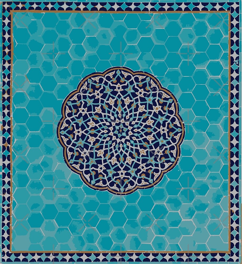 "Islamic Mosaic Art - Turquoise and Navy" by Sahel Designs | Redbubble