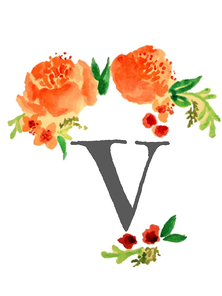 "Floral Watercolor Monogram V" by SaraLoone | Redbubble