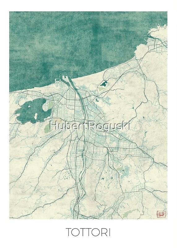 "Tottori Map Blue Vintage" by HubertRoguski | Redbubble