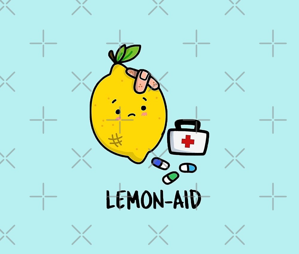 "Lemon-Aid Lemon Lemonade Band-Aid Cartoon Pun" by 14Smith15 | Redbubble