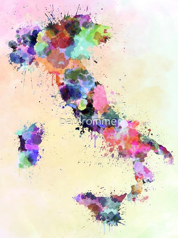 "Italy map watercolor style splash" by paulrommer | Redbubble