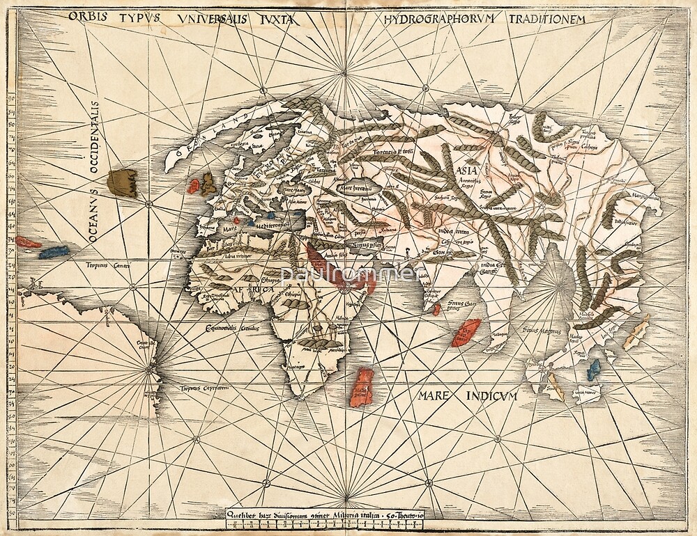 "1513 World map by Martin Waldseemüller" by paulrommer | Redbubble