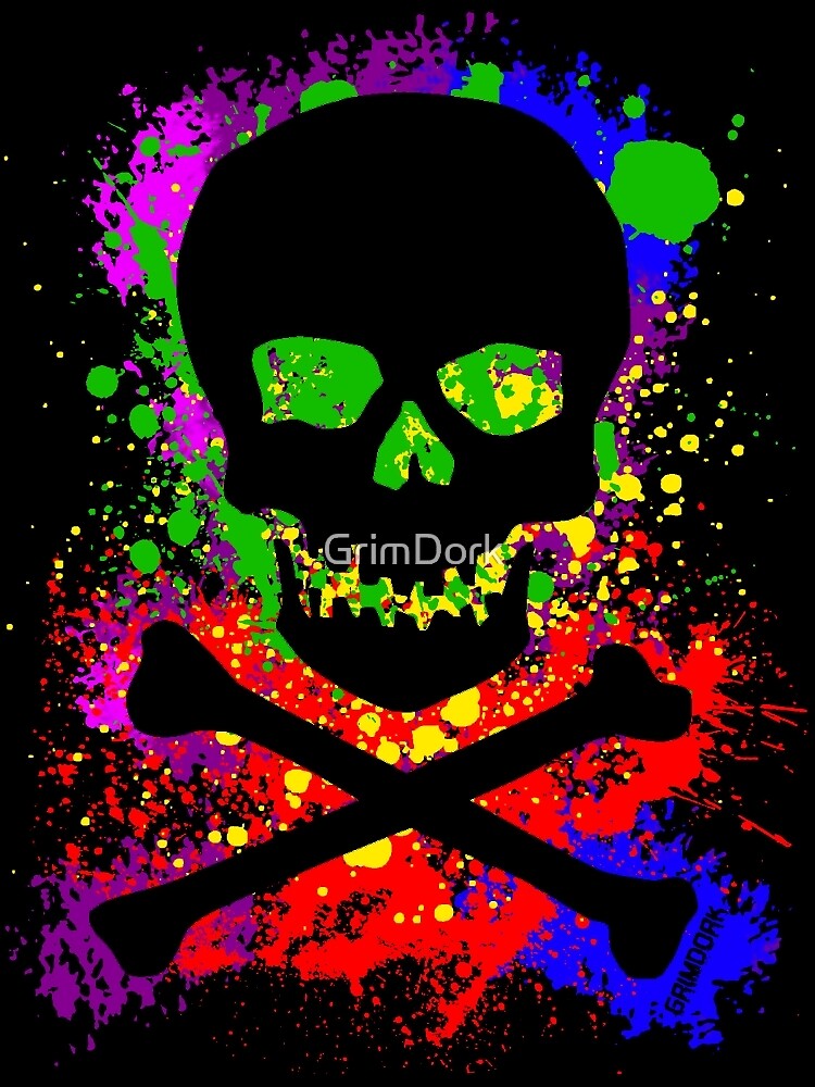 "Paint Splatter Skull" by GrimDork | Redbubble