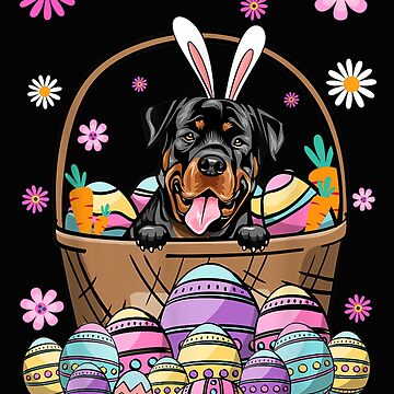 "Bunny Rottweiler Dog Happy Easter Day Lover" Sticker for Sale by ...