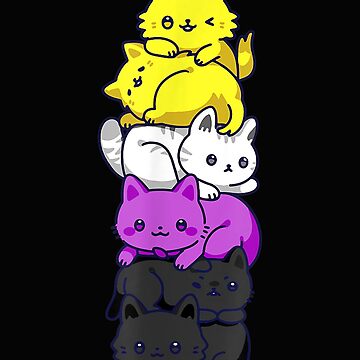 "Nonbinary Pride Cat LGBT Non Binary Flag Cute Cats Pile T-Shirt ...