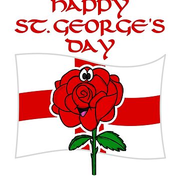 "Happy St. George's Day Rose England English Flag" Greeting Card for ...