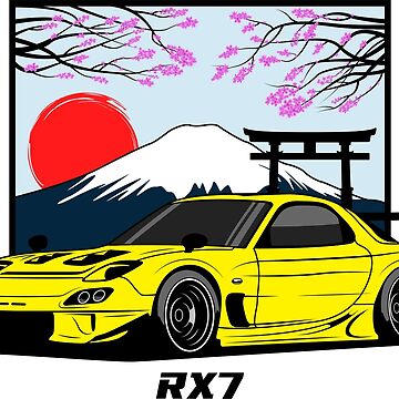 "Yellow RX 7 JDM" Sticker by goldentuners | Redbubble