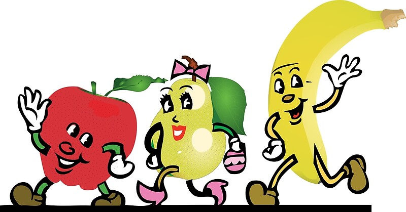 "Cute Fruits walking along" by kimdeloos | Redbubble
