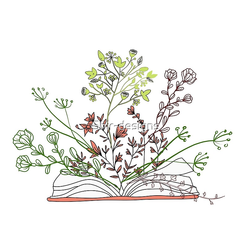 "Open book with flowers growing out." by Shir-designs | Redbubble