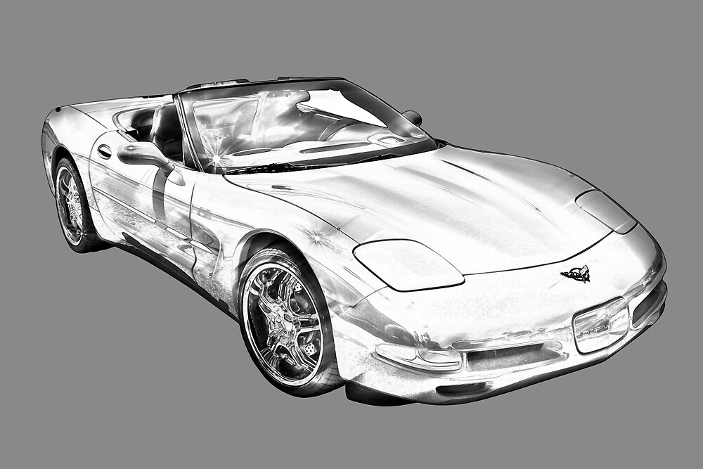 " C5 Corvette convertible Muscle Car Illustration" by KWJphotoart ...