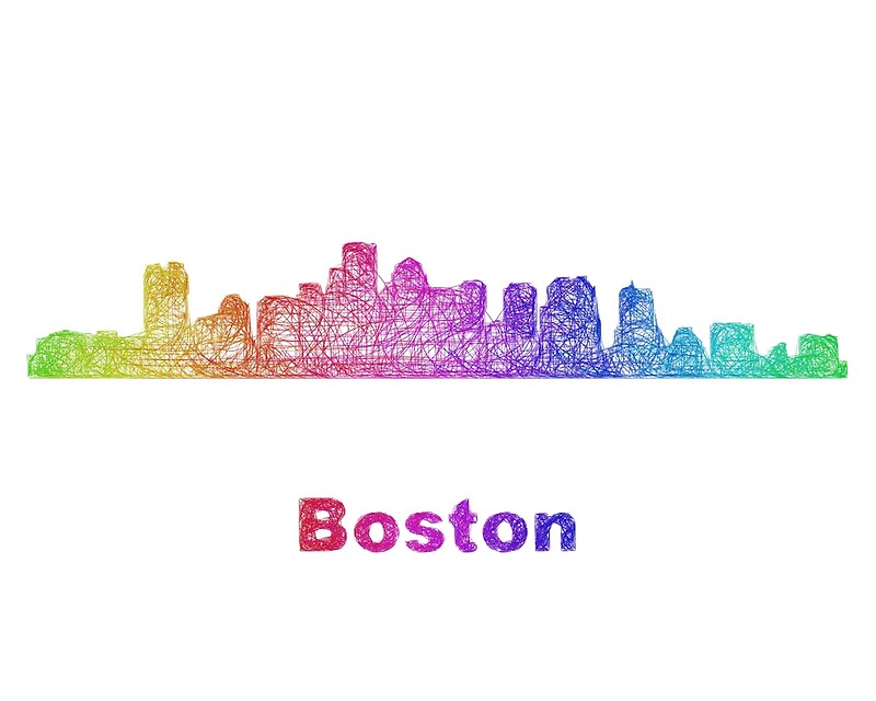 "Rainbow Boston skyline" by davidzydd | Redbubble