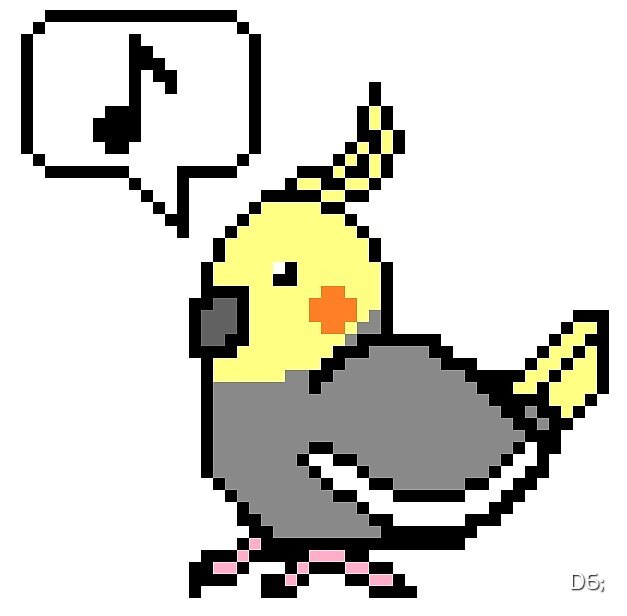 "Cockatiel Pixel - Normal Grey (Grey beak)" by felinesnorez | Redbubble