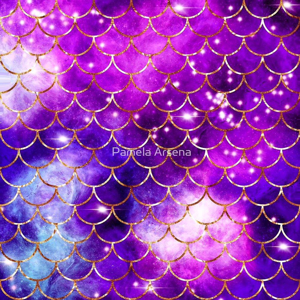 "Glam Galaxy Girly Mermaid Scales Artwork" by Pamela Arsena | Redbubble