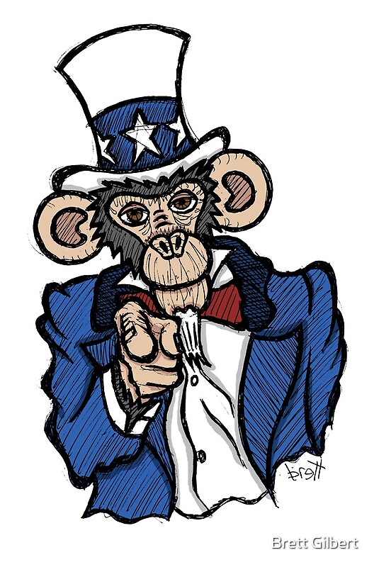 "Uncle Sam Monkey" by Brett Gilbert | Redbubble