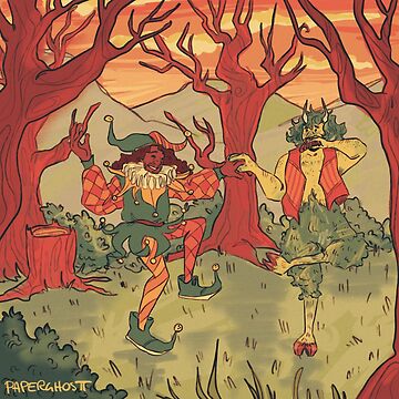 "Jester and Satyr dancing in the sunset" Magnet for Sale by paperghostt ...