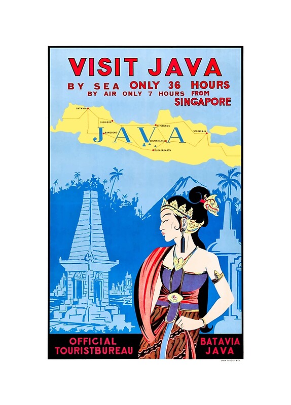 "1930 VISIT JAVA Indonesia Travel Poster" by retrographics | Redbubble