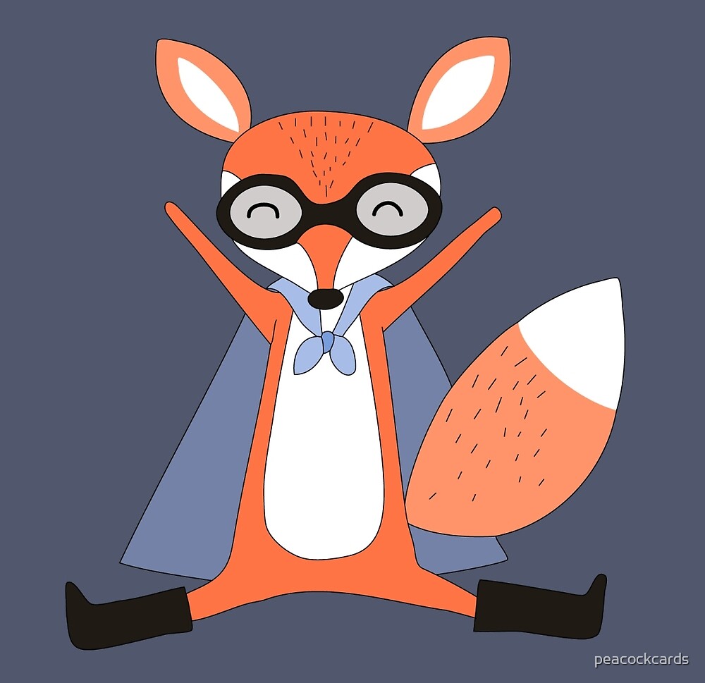 "Silly Cartoon Animals Red Fox Superhero" by peacockcards | Redbubble
