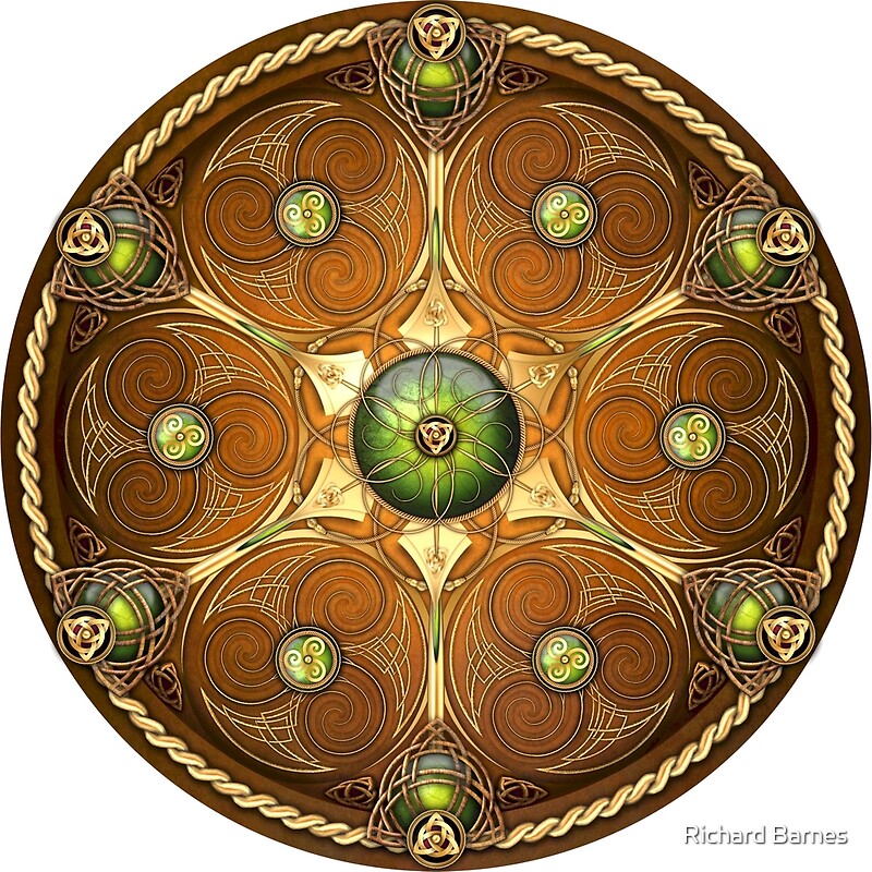 "Celtic Warrior Chieftain's Emerald Shield" by Ricky Barnes | Redbubble