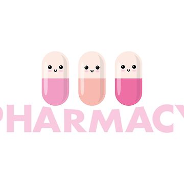 "Pink Pharmacy with 3 pharma-cute-icals" Sticker for Sale by Eenig ...