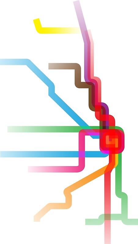 "Chicago CTA Rainbow Map" by Dean Dunakin | Redbubble