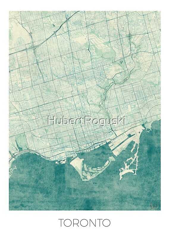 "Toronto Map Blue Vintage" by HubertRoguski | Redbubble
