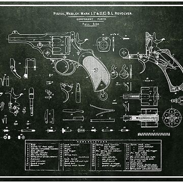 "Webley Pistol Blueprint" Sticker for Sale by rusticwolf | Redbubble