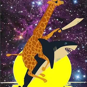 "giraffe riding a shark on the moon" Essential T-Shirt for Sale by ...