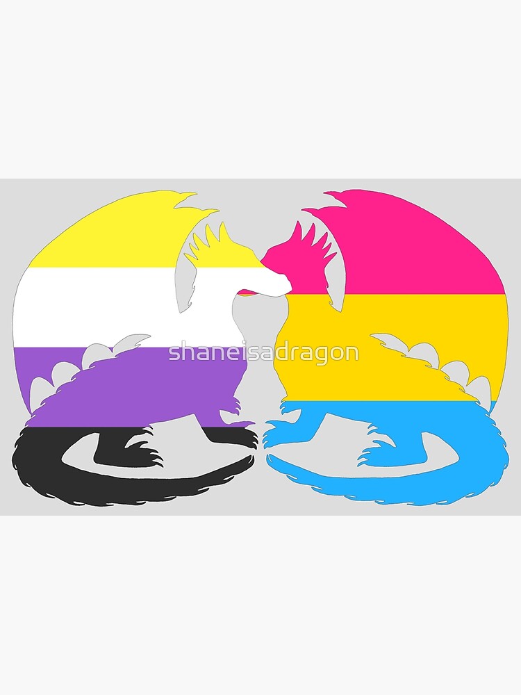 Nonbinary Pansexual Pride Dragons Art Print By Shaneisadragon Redbubble