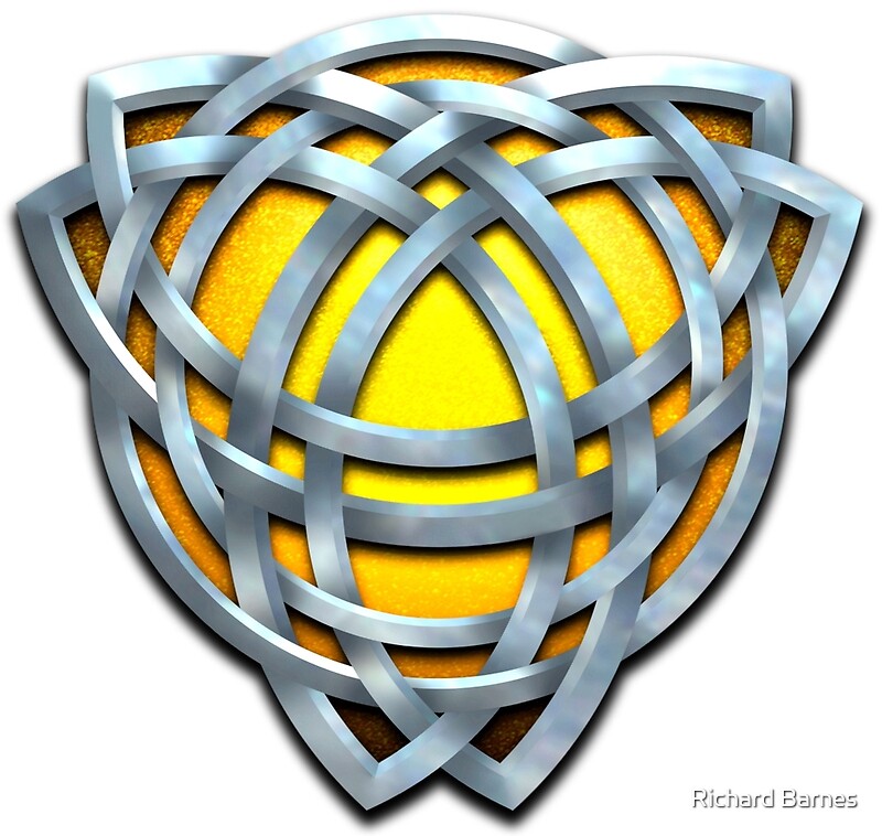 "Celtic Double Triquetra in Silver and Yellow" by Ricky Barnes | Redbubble