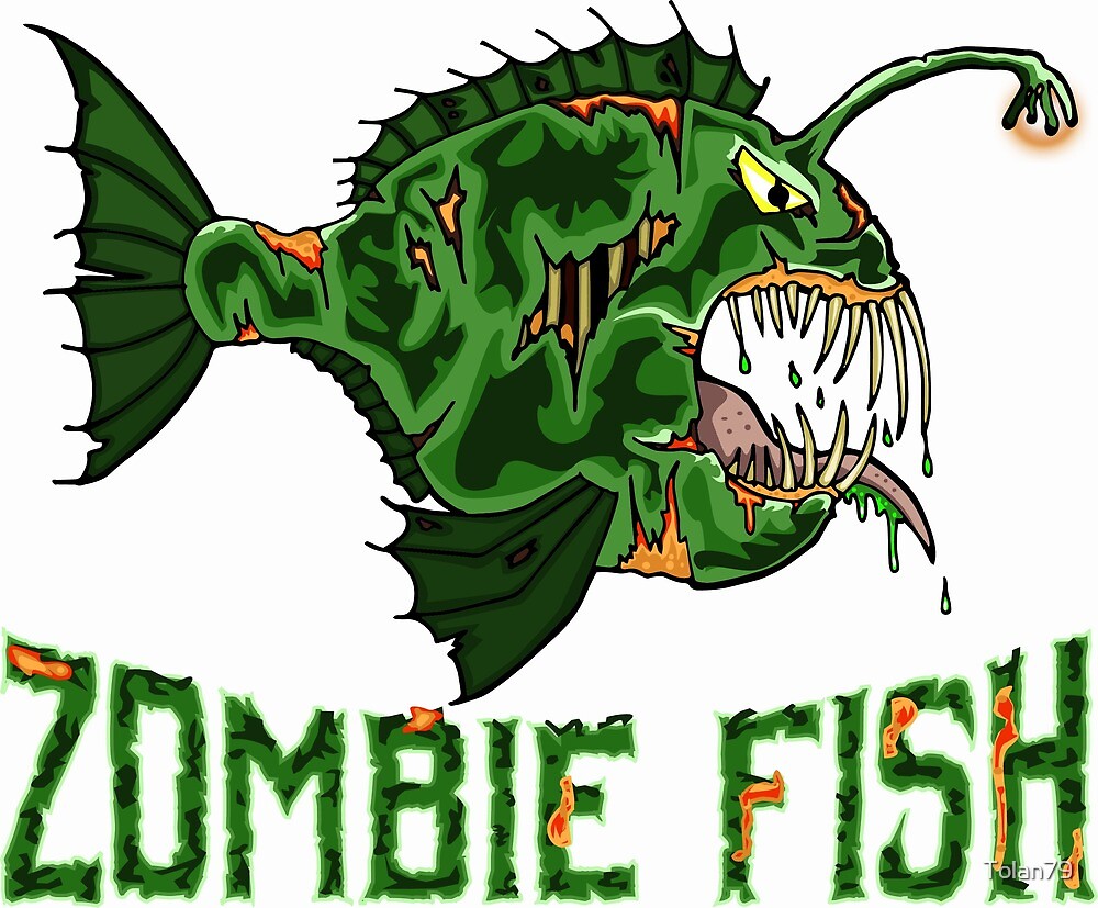"green zombie fish, the funny Halloween deep sea frogfish design." by ...