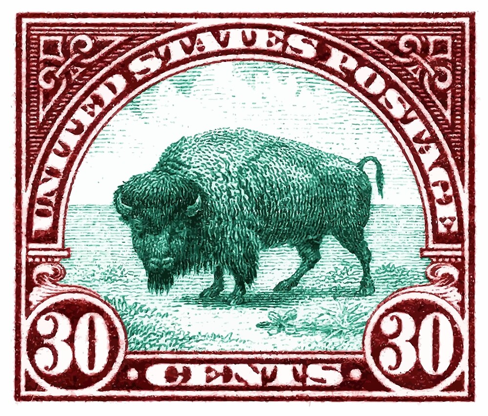 "Antique 1923 U.S. American Buffalo Postage Stamp" by retrographics ...