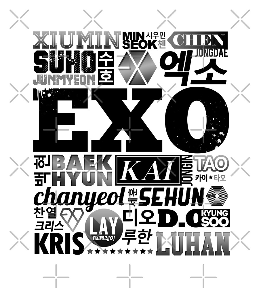 "EXO Font Collage" by skeletonvenus | Redbubble