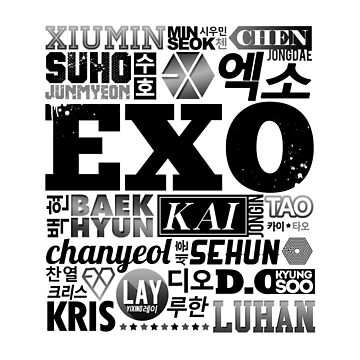 "EXO Font Collage" Poster for Sale by skeletonvenus | Redbubble