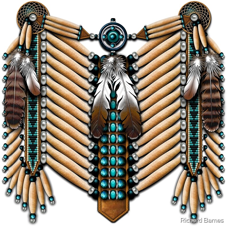 "Native American Warrior Chestplate in Bone and Turquoise" by Ricky ...