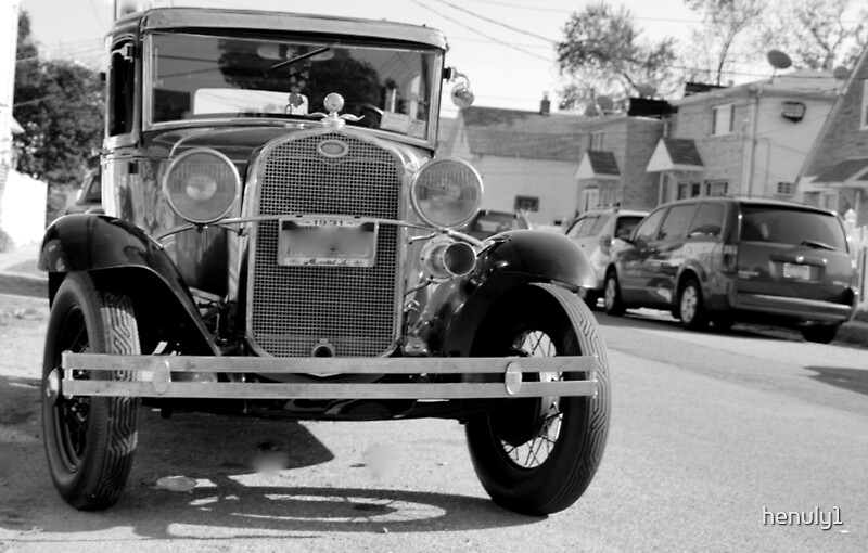 "1931 Model A Ford - front view full B&W" by henuly1 | Redbubble