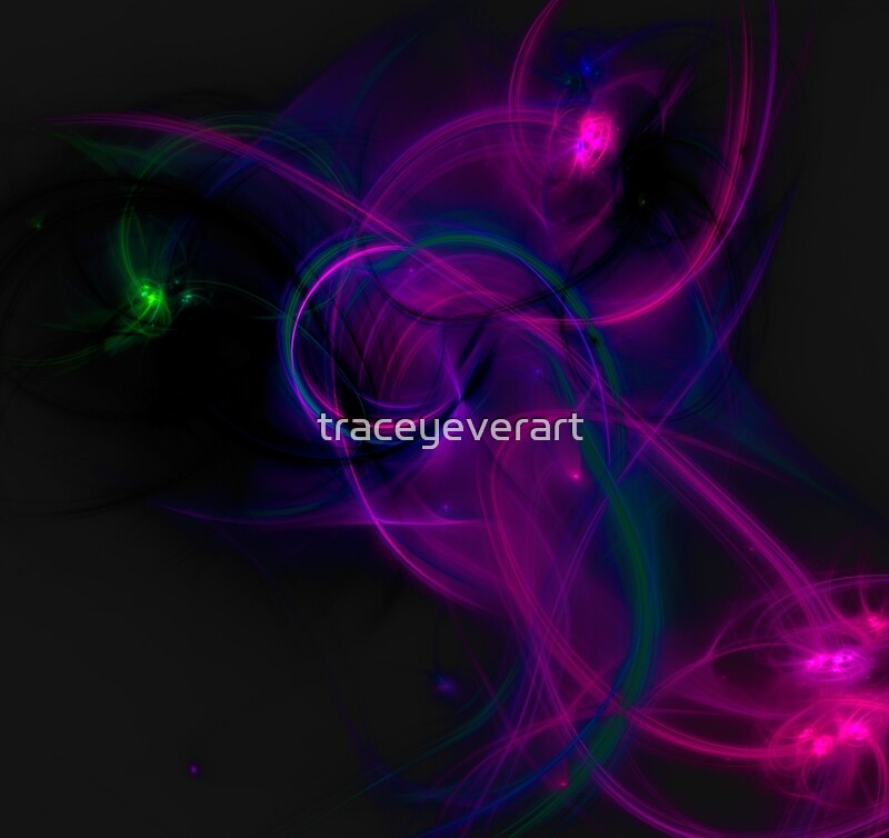 "Pink, purple and blue flame fractal - digital art" by traceyeverart ...