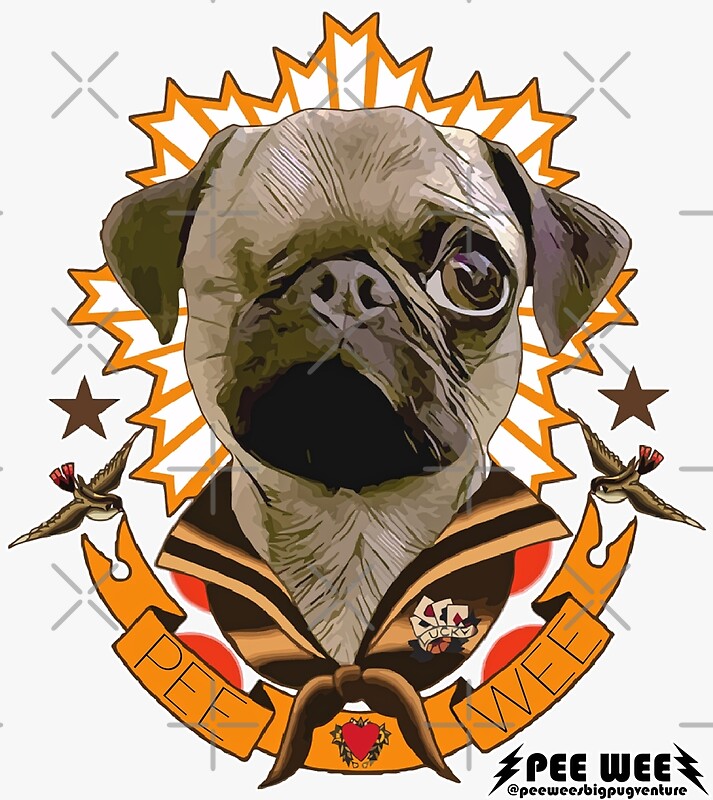 "PEE WEE THE PUG TATTOO" by darklordpug | Redbubble