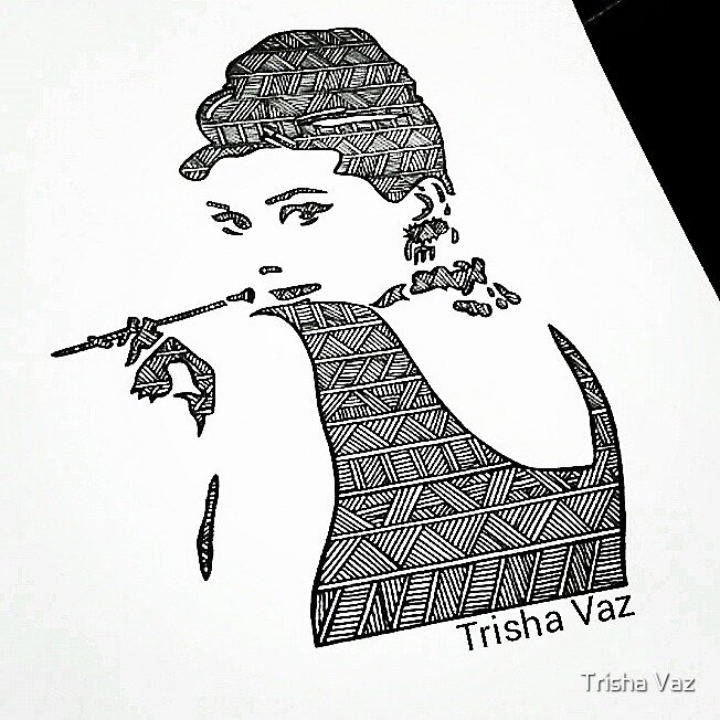 "Audrey Hepburn Doodle - $20" by Trisha Vaz | Redbubble