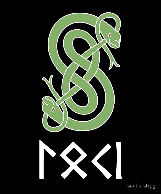 "Loki Name in Norse Runes & Snake Symbol" by sunburstrpg | Redbubble