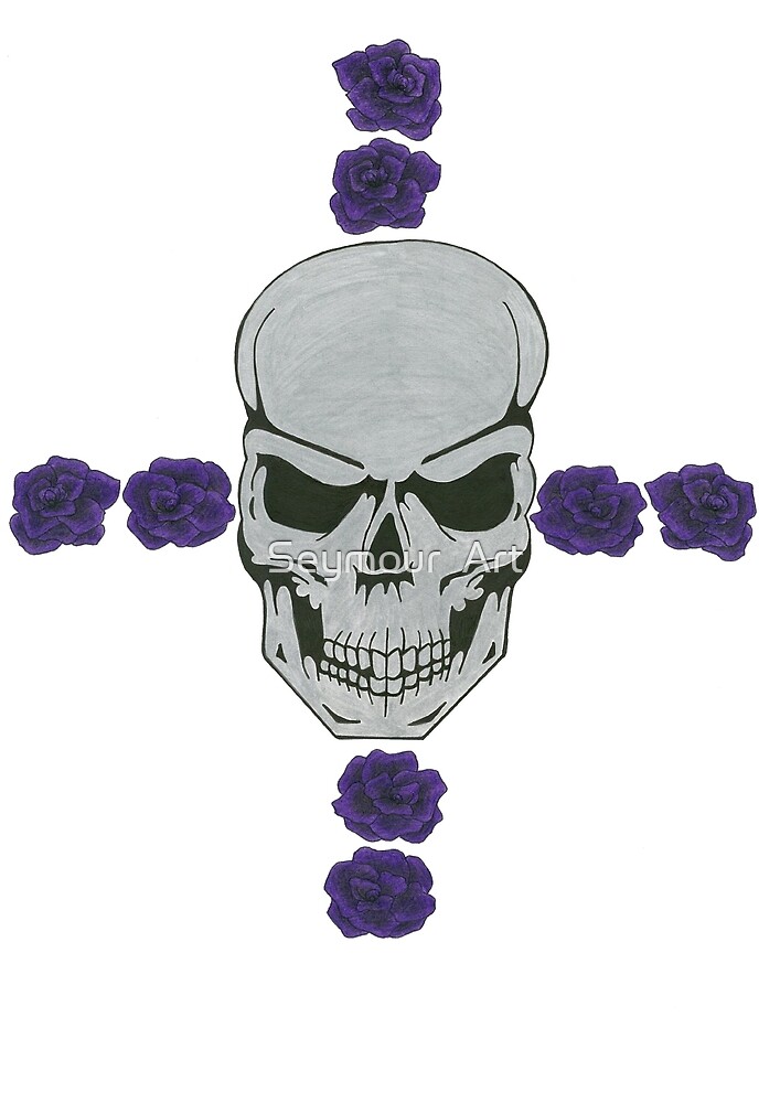"skull with purple rose cross" by Seymour Art | Redbubble