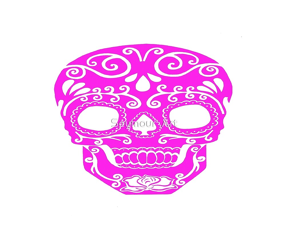 "pink sugar skull with transparent pattern" by Seymour Art | Redbubble