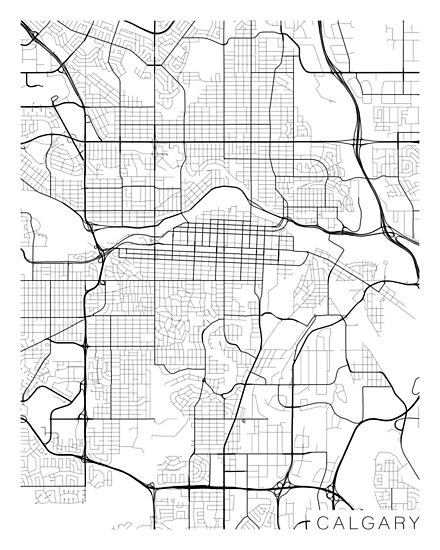 "Calgary Map, Canada - Black and White" Poster by MainStreetMaps ...