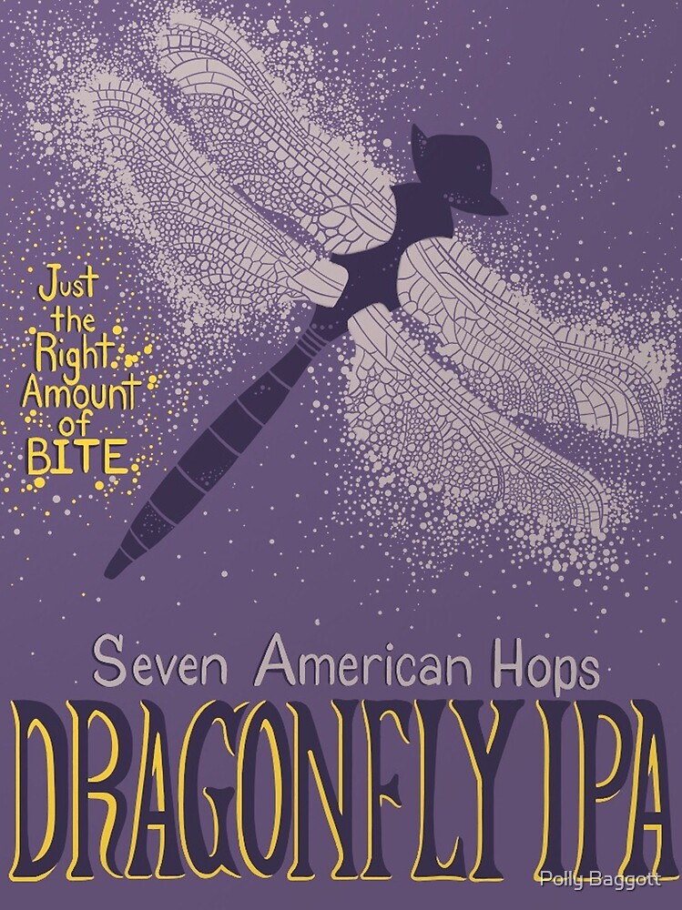 "Dragonfly IPA Beer Logo" by Polly Baggott | Redbubble