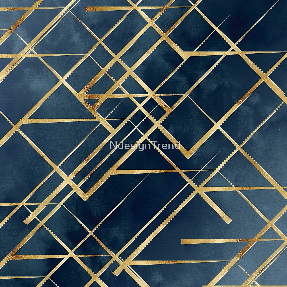 "Modern Gold Geometric Blue Design" by NdesignTrend | Redbubble